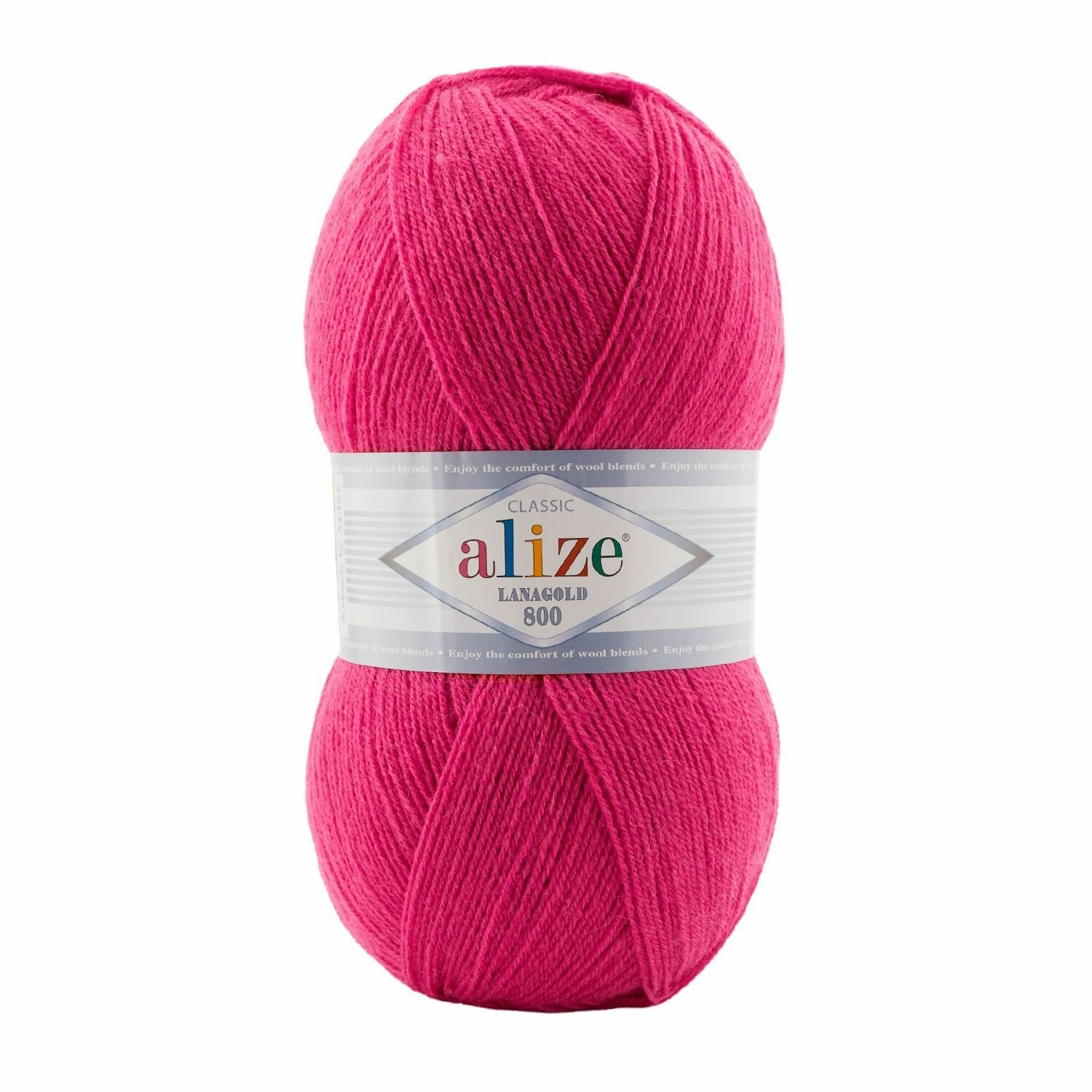 Пряжа ALIZE LANAGOLD 800, яр. мальва - 798, 49% шерсть, 51% акрил, 5 мотков, 100 г, 730 м.