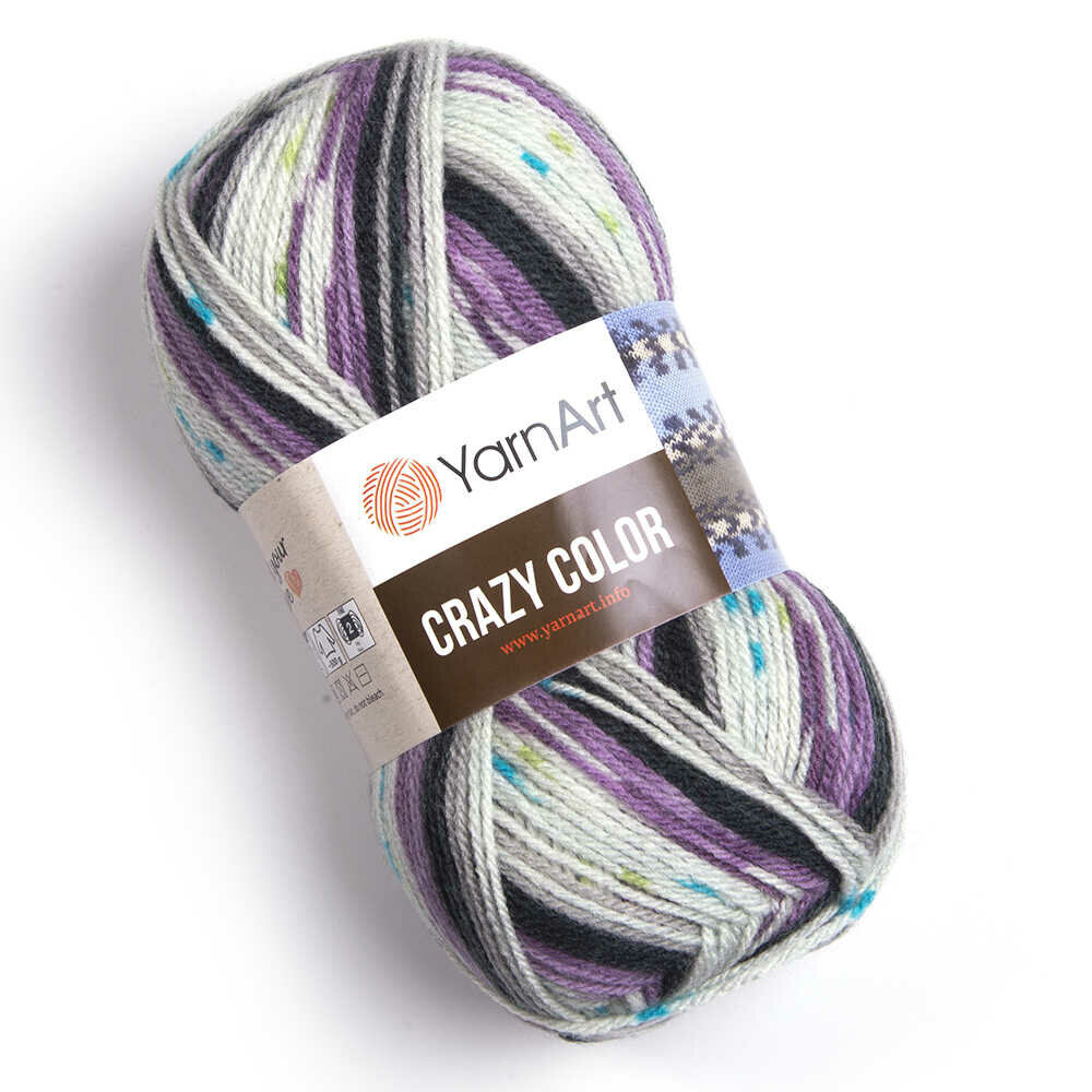 Пряжа CRAZY COLOR (YarnArt), сиреневый принт - 165, 25% шерсть, 75% акрил, 5 мотков, 100 г, 260 м.