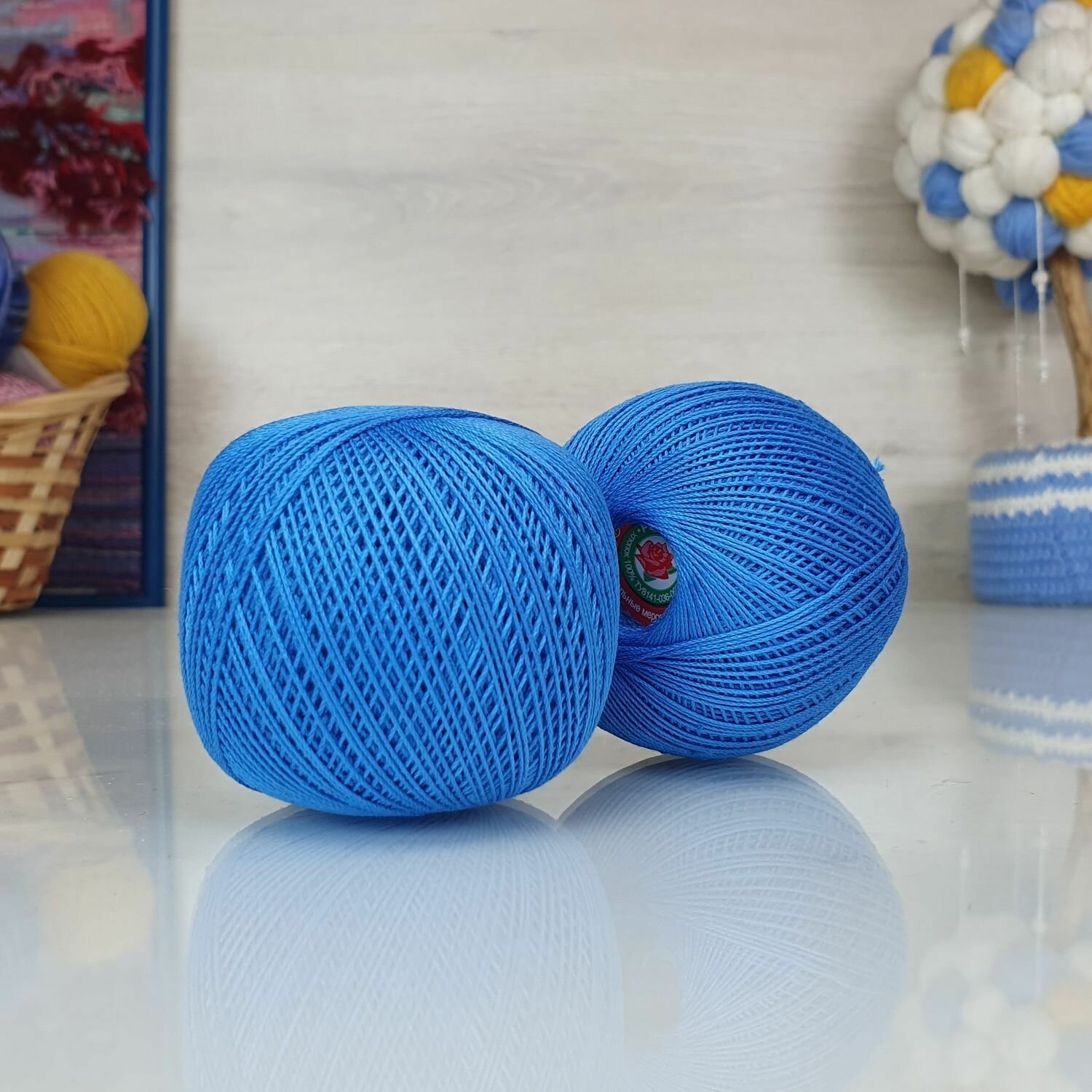 Пряжа Роза (ПНК), т. джинс - 2508, 100% мерсеризованный хлопок, 6 мотков, 50 г, 330 м.