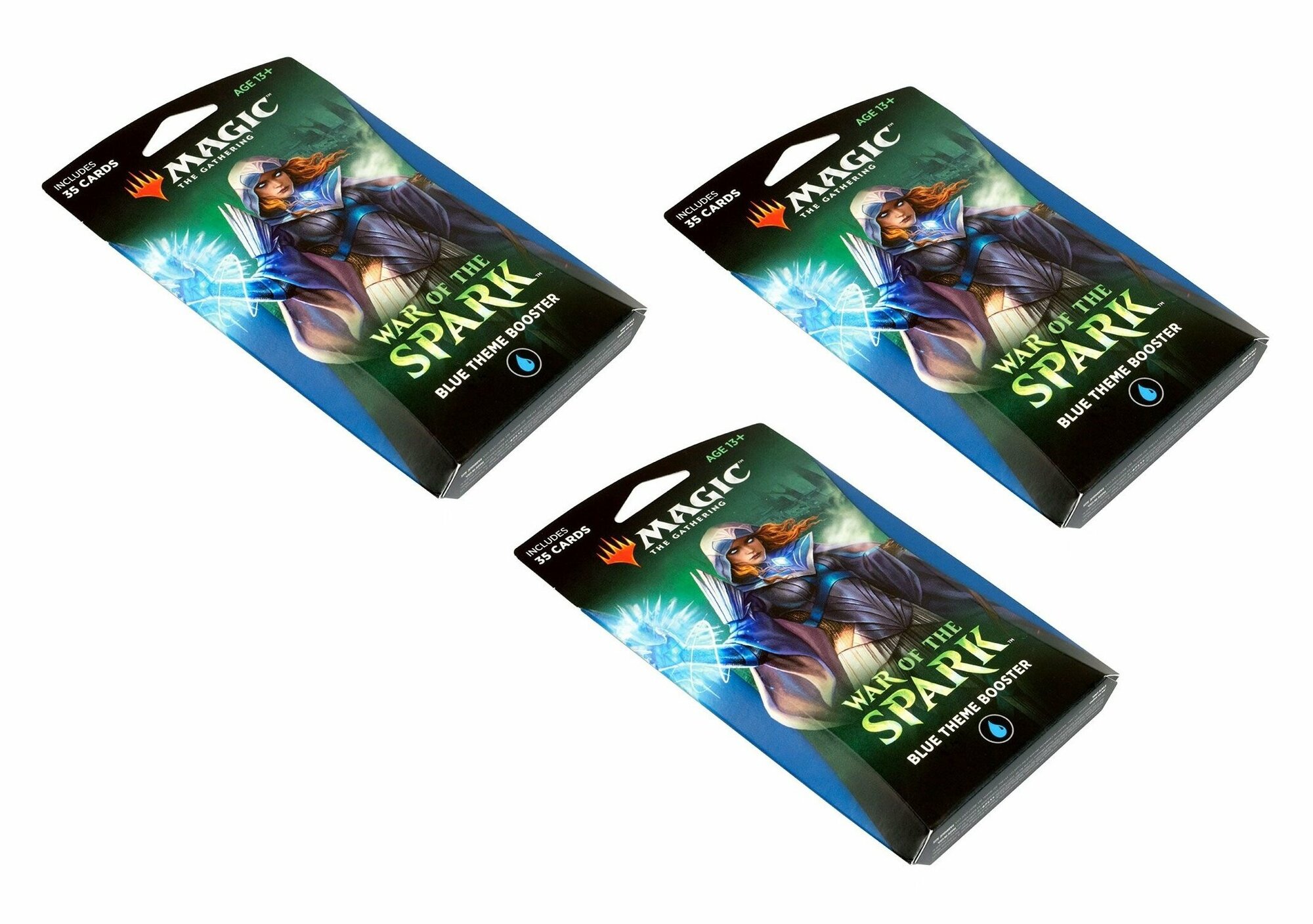 Magic The Gathering: 3 тематических Синих бустера MTG издания War of the Spark на английском