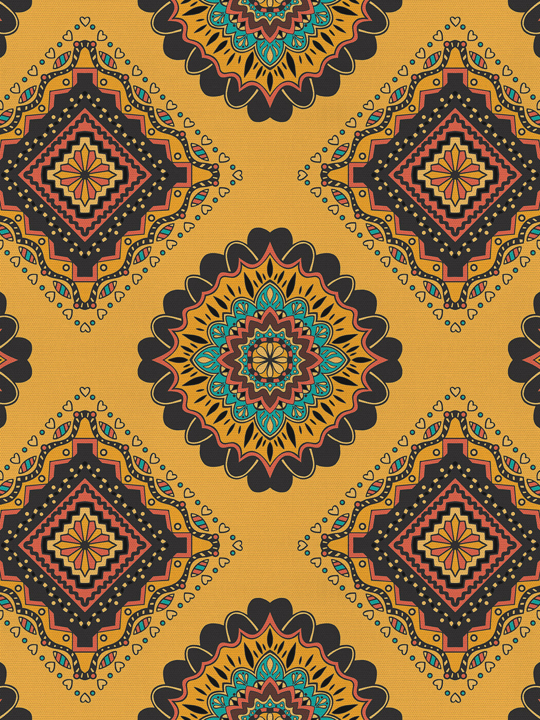 Отрезная ткань для мебели Ambesonne "Восточные узоры" метражом для рукоделия и шитья, оксфорд, 155 см