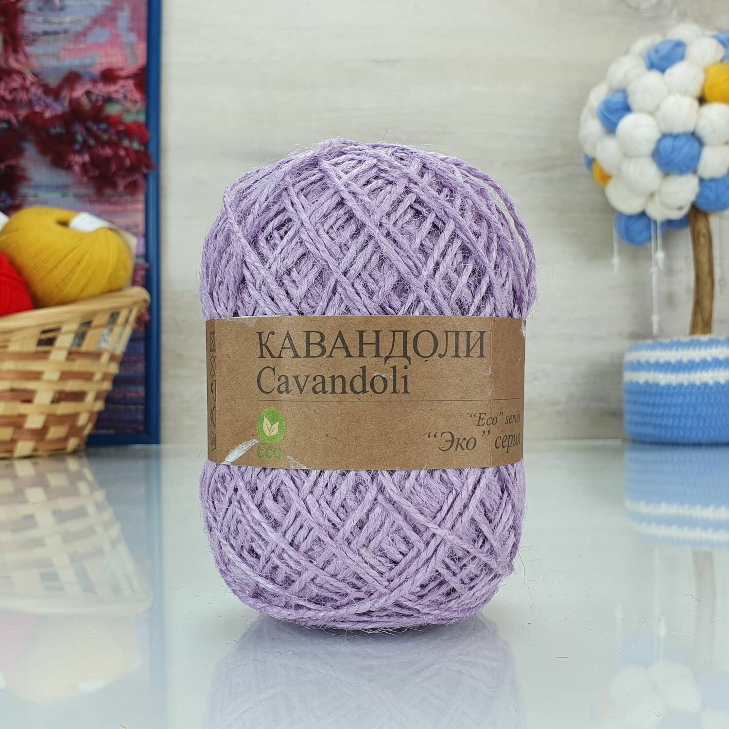 Пряжа Прочее Кавандоли цветной, сиреневый - 13, 100% джут, 5 мотков, 100 г, 180 м.