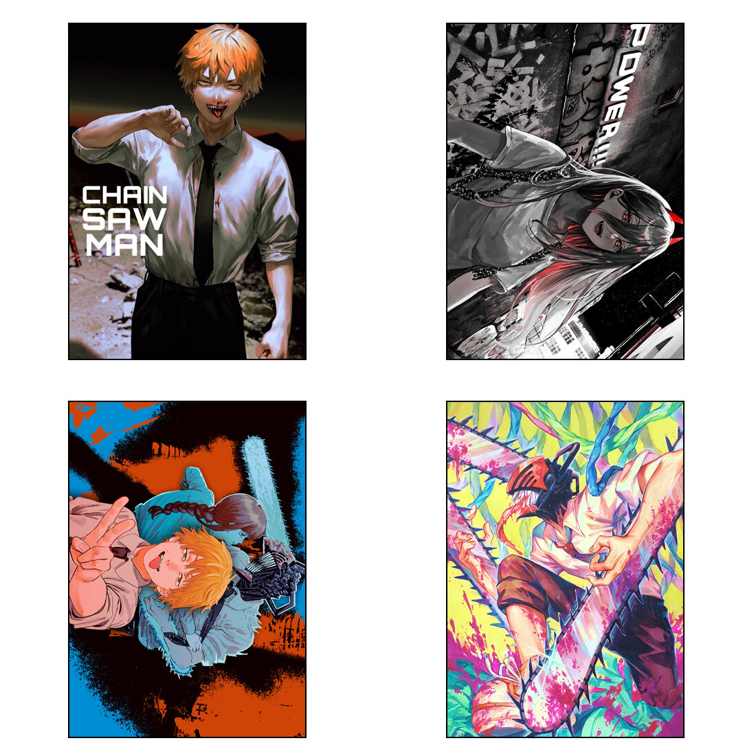 Плакат 4 шт набор А4 по аниме Человек Бензопила / Chainsaw Man постер №10