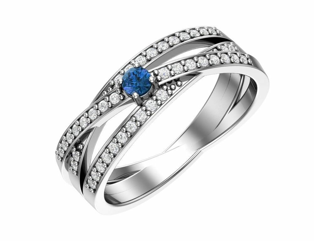 Кольцо дорожка, тонкое, серебро, 925 проба, фианит