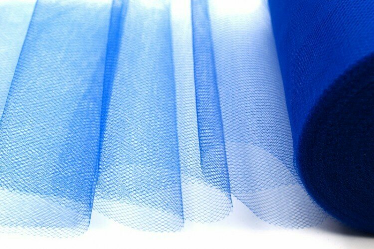 Фатин средней жесткости, ширина 15см, цвет синий, 100% нейлон, 1035-028, 1 метр