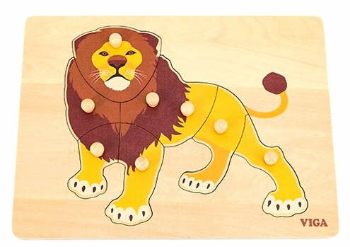 Пазл-вкладыш "Лев" (8 деталей) в пленке, 3 штуки