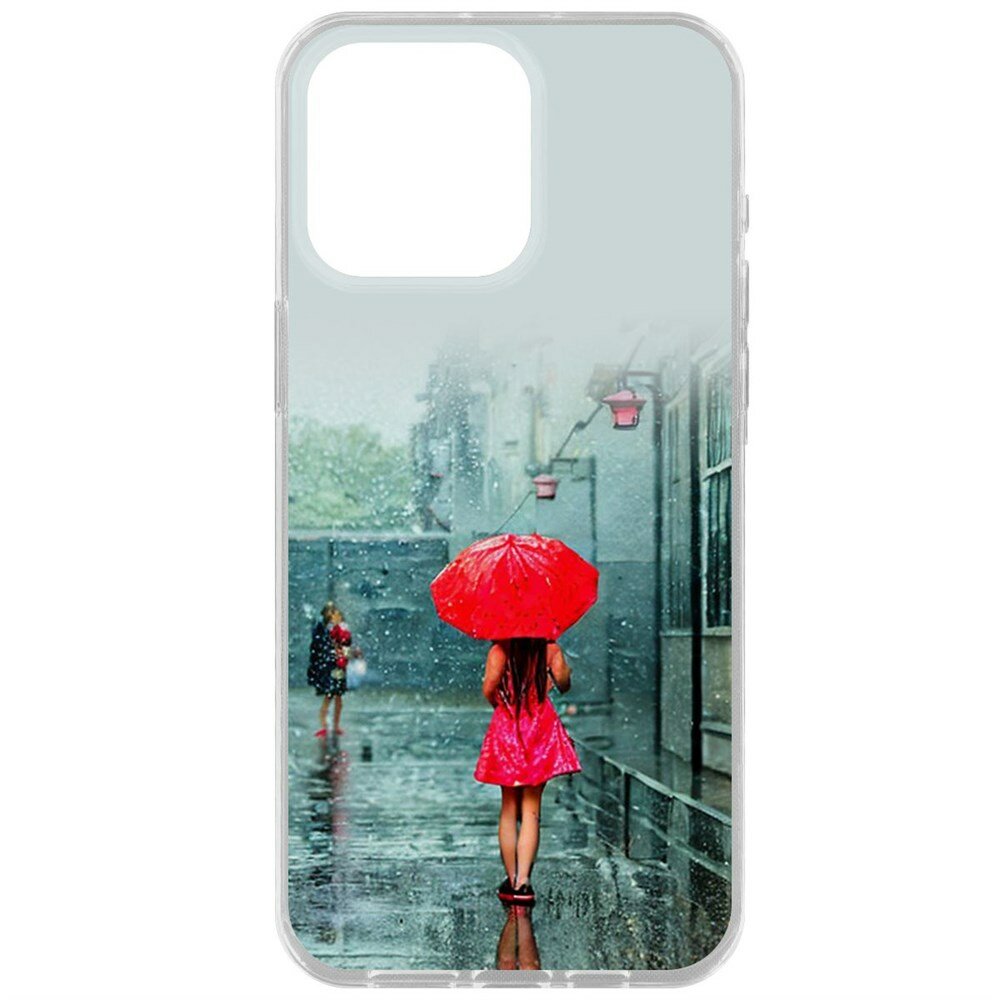 Чехол-накладка Krutoff Clear Case Красный зонтик для iPhone 15 Pro Max