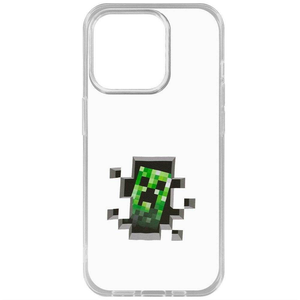 Чехол-накладка Krutoff Clear Case Minecraft-Крипер для iPhone 15 Pro