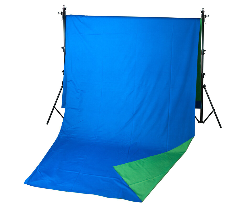 Фон GreenBean Field 2.4 х 5.0 м, тканевый, синий / зеленый фотофон для съемки