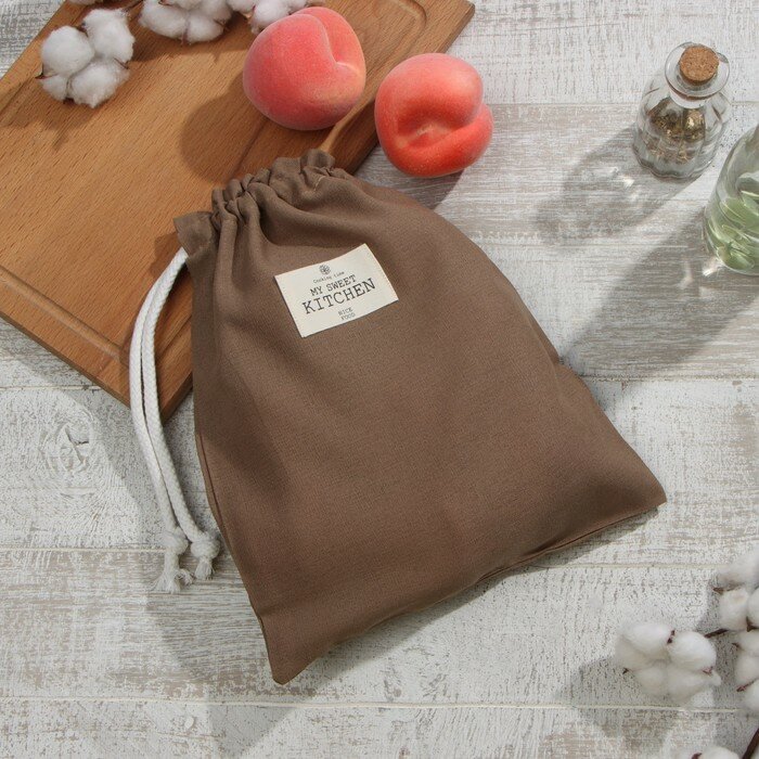 Мешочек текстильный Этель ECO, цв. оливковый, 27х34 см, 70% хл, 30% лён, 190 г/м2