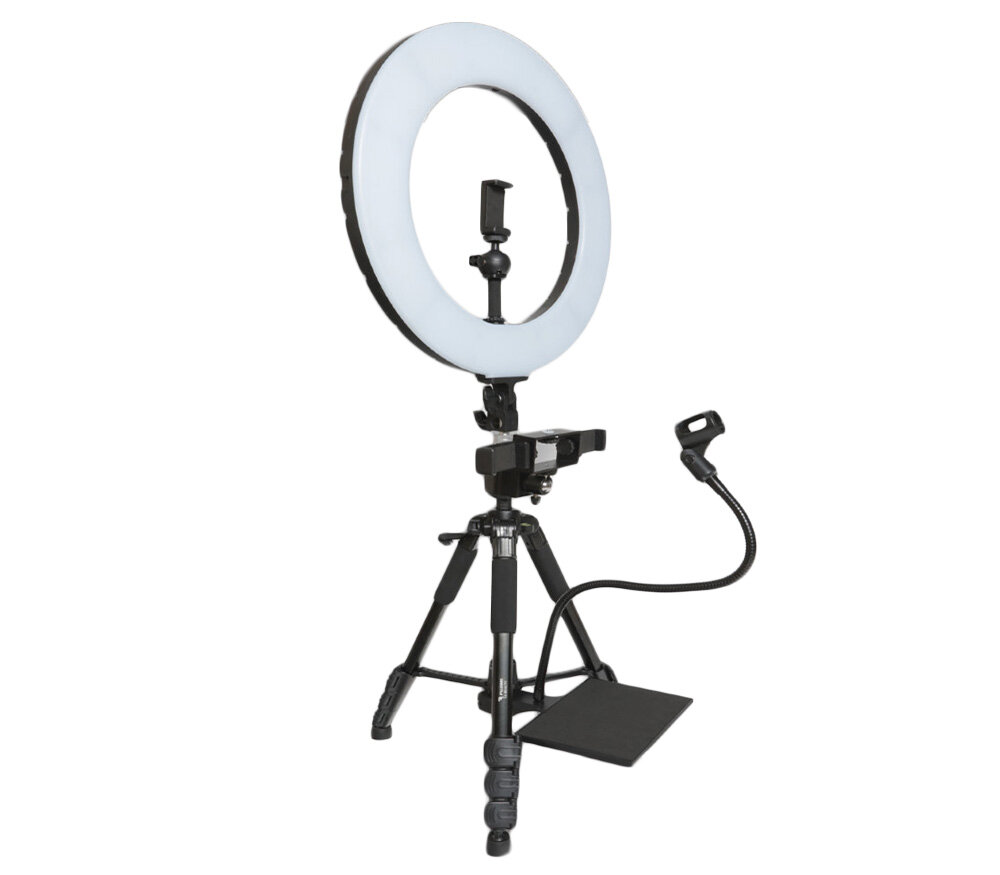 Комплект Fujimi FJ-BEAUTY: кольцевая лампа 45.5 см, штатив, столик, крепление для смартфона, питание от сети