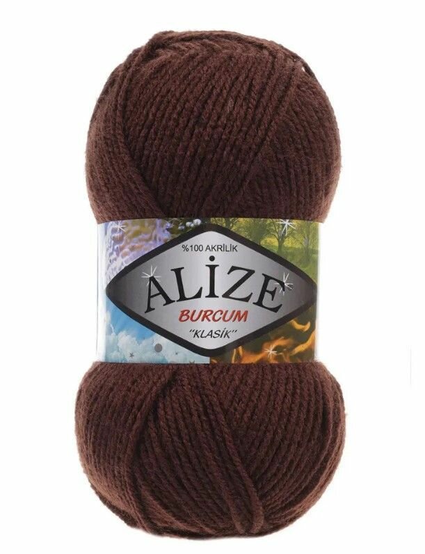 1 Моток Пряжа ALIZE BURCUM KLASIK 100% Акрил, 210м/100гр, Цвет- 493 каштан