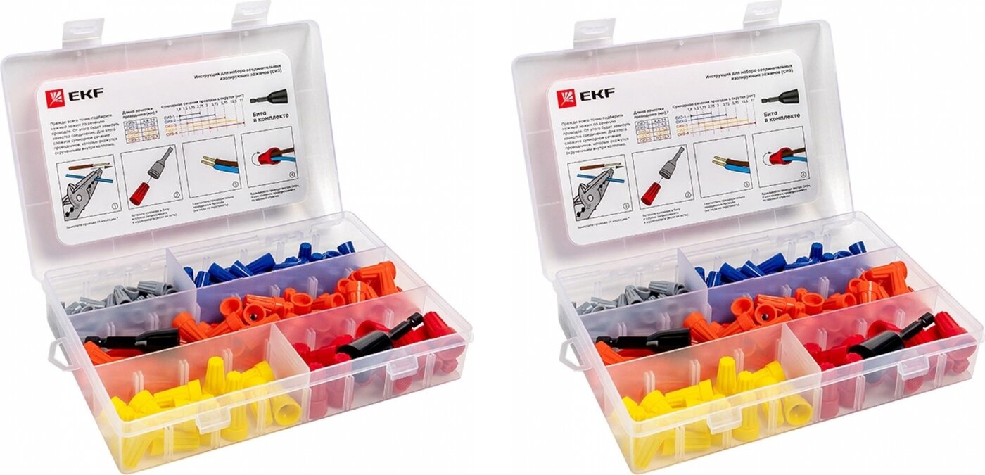 Набор СИЗ EKF PROxima 5 типоразмеров 155 шт. + 2 биты для шуруповерта (комплект из 2 уп.)