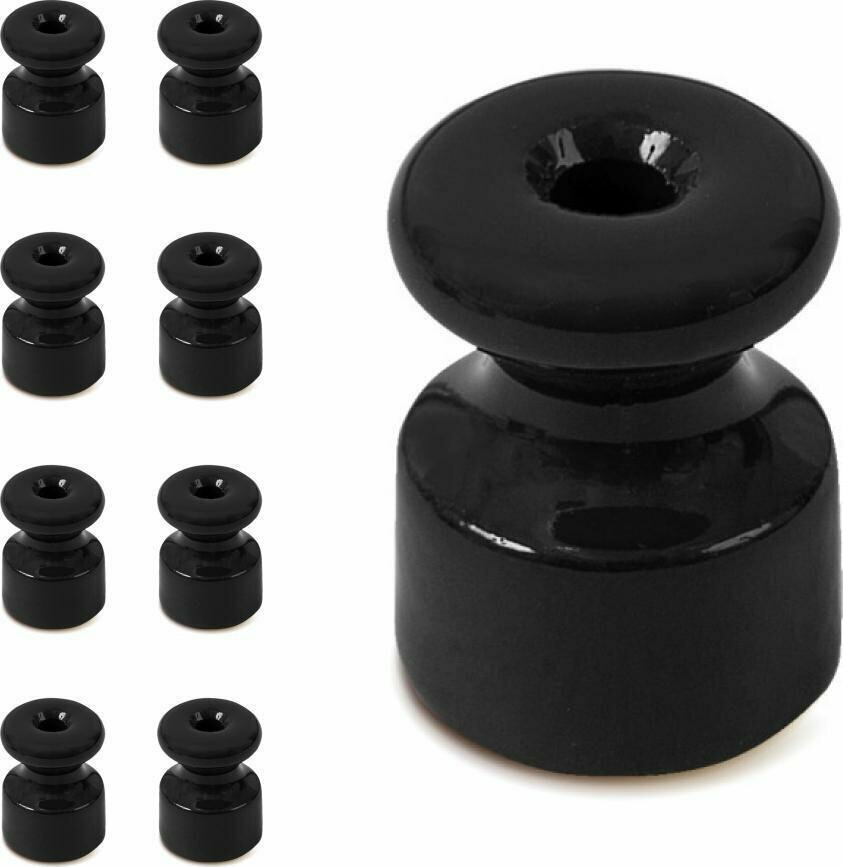 Изолятор Мезонинъ Classic универсальный черный для наружного монтажа витой проводки (комплект из 8 шт)