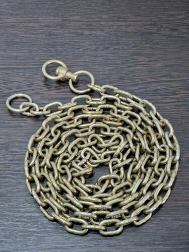Цепь усиленная 2,5м -5мм с вертлюгом и кольцом, каждое звено припаянное. Производство Россия