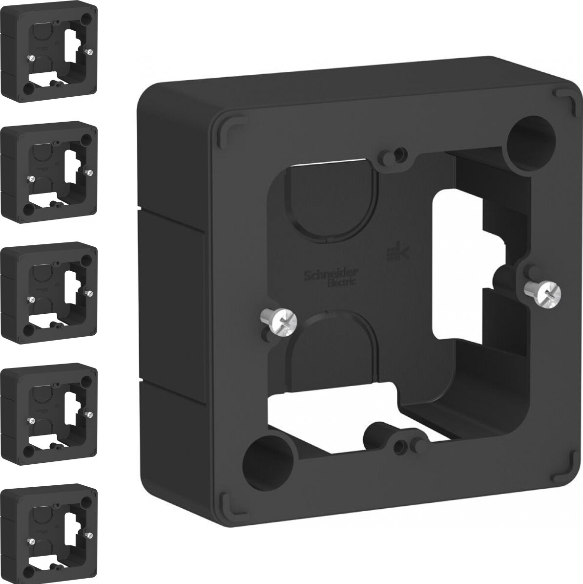 Коробка установочная Systeme Electric Blanca 86x86 квадратная IP20 антрацит (комплект из 5 шт.)