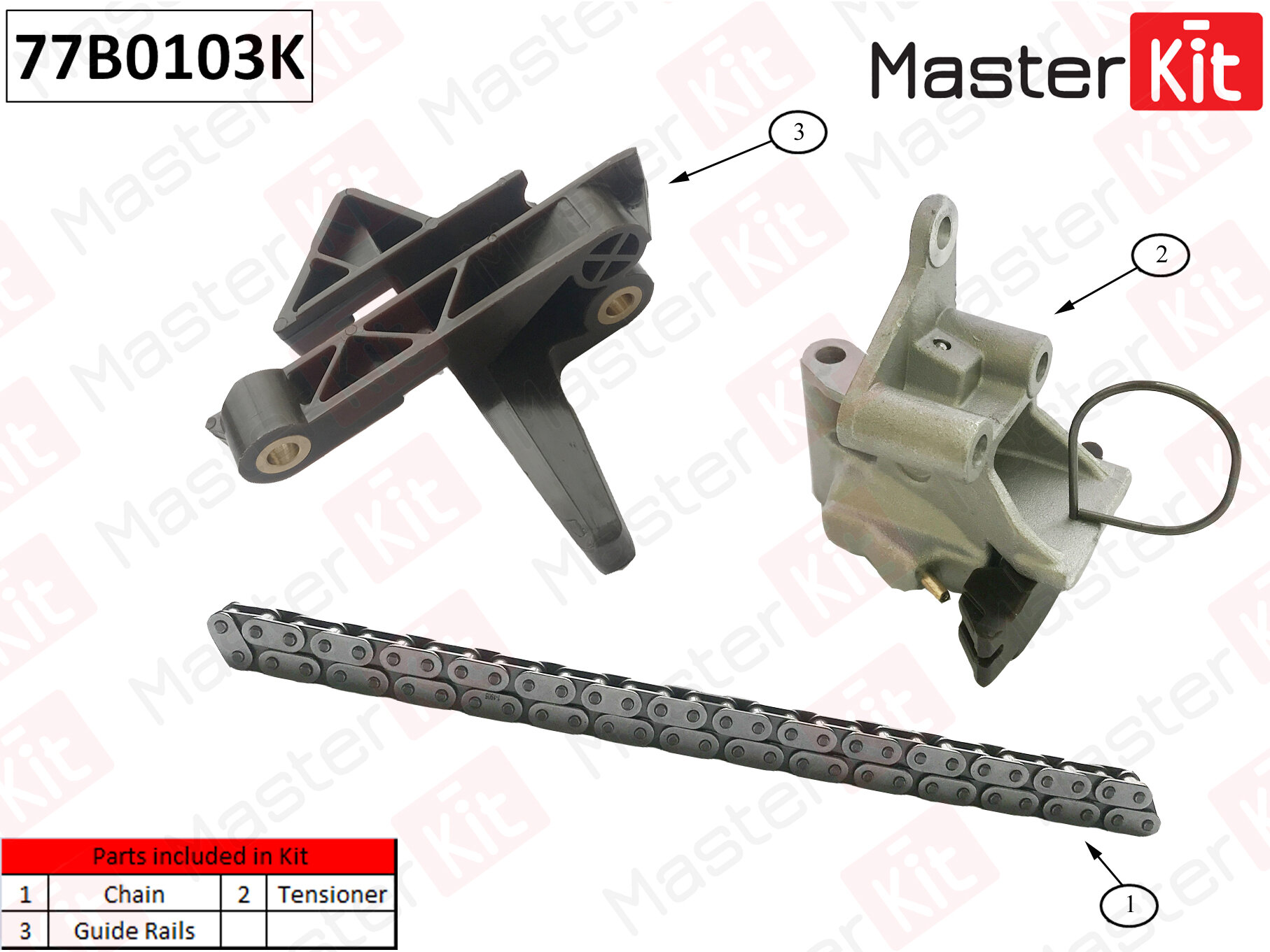 Комплект цепи привода распредвала BMW E39/E53 M52/M54, MASTERKIT 77B0103K