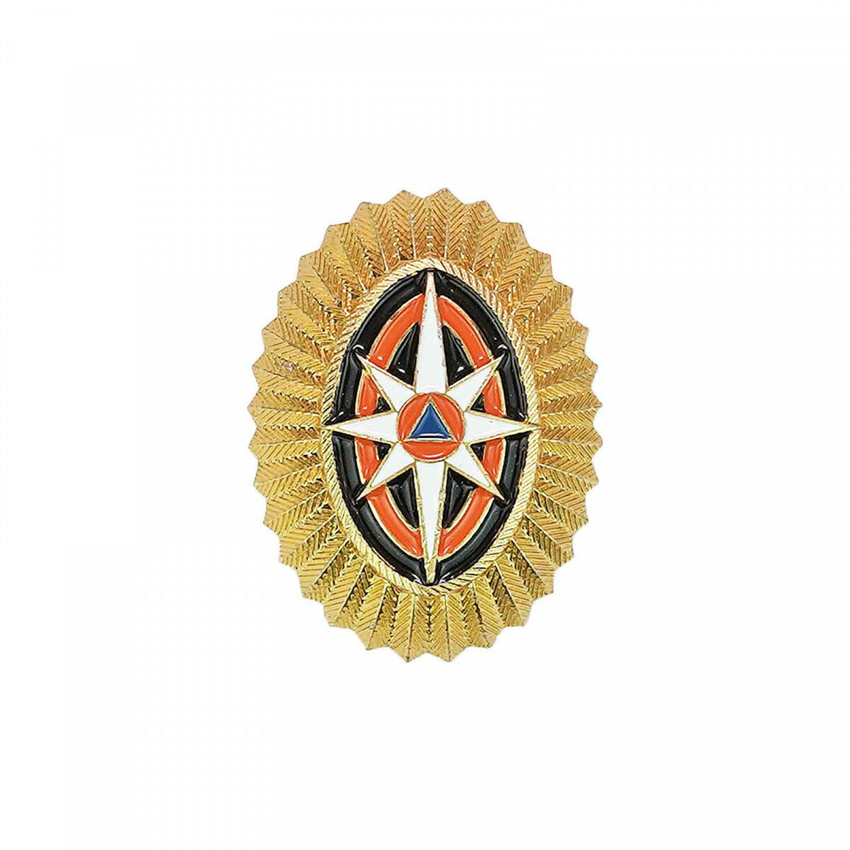 Кокарда МЧС овал оранжевый, черный