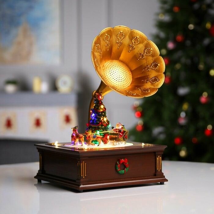 Светодиодная фигура Рождественский граммофон 24.5х35.5х22.5 см, полистоун, батарейки ААх3 (не в комплекте), USB, свечение мульти