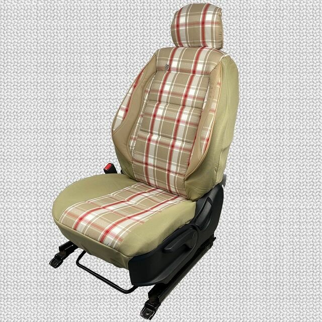 Комплект чехлов на весь салон STIL ZIRVE ЭкоКожа-жаккард, цвет бежевый/красный, в клетку