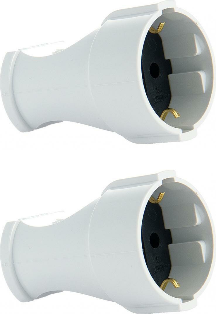 Розетка кабельная Makel с заземлением белая для открытой проводки (комплект из 2 шт)