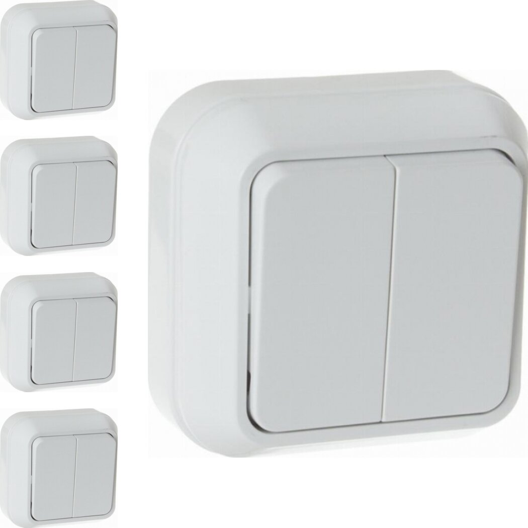 Выключатель Makel двухклавишный белый для открытой проводки (комплект из 4 шт.)