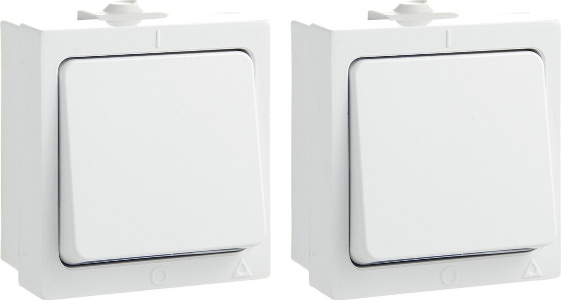 Выключатель Bylectrica одноклавишный влагозащищенный IP44 белый для открытой проводки (комплект из 2 шт.)