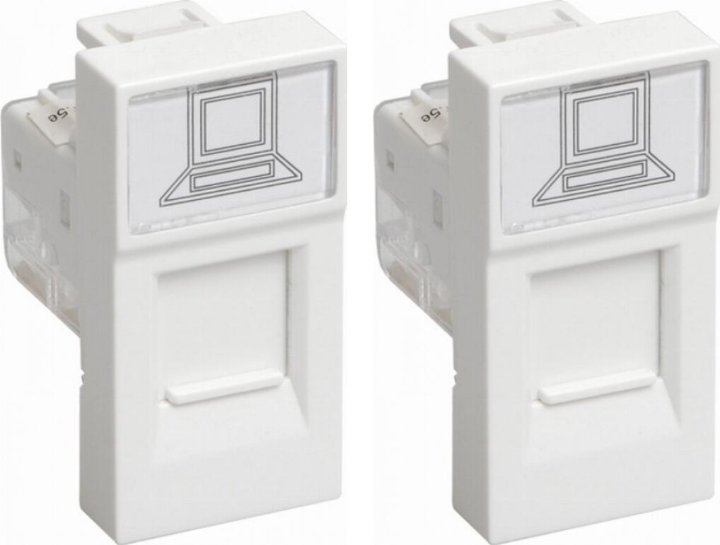 Розетка информационная IEK Праймер РКИ-10-00-П 1 модуль RJ45 UTP кат. 5е белая (комплект из 2 шт.)