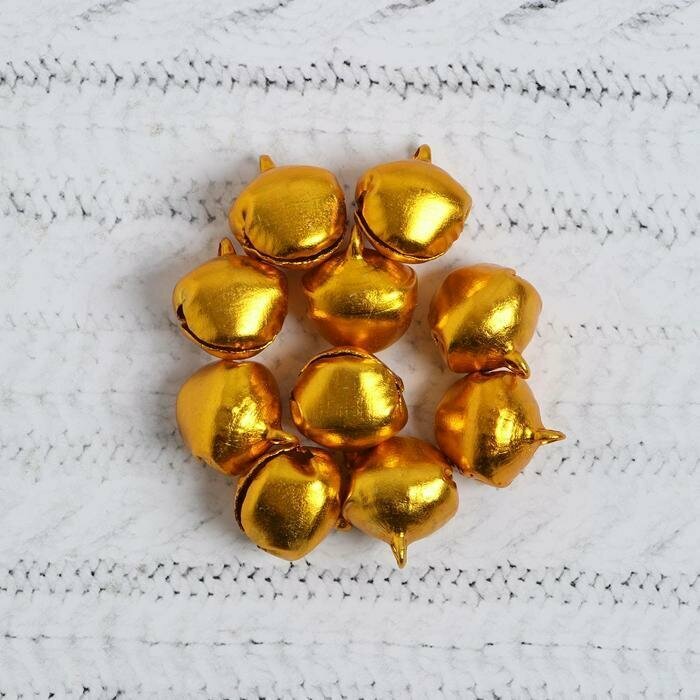 Бубенчики, набор 10 шт, размер 1 шт: 1.4 см, цвет золотистый