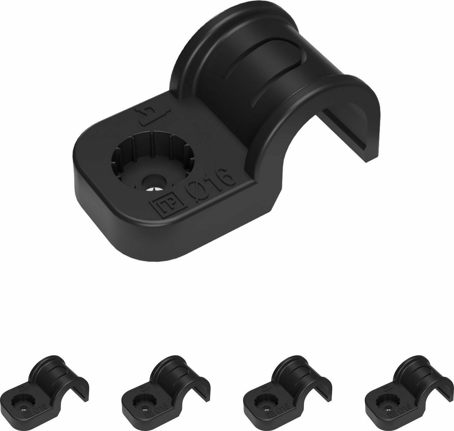 Скоба пластиковая круглая Промрукав 16мм черная (50 шт./уп) (комплект из 4 уп)