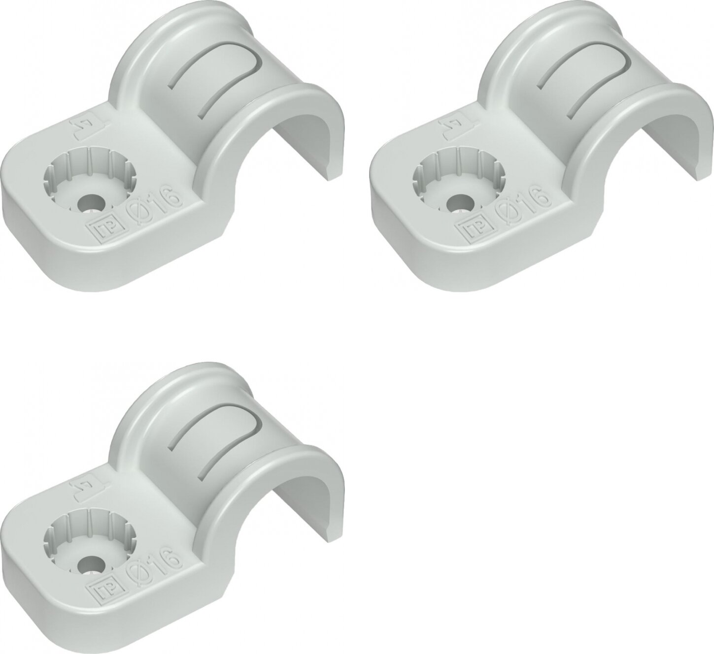 Скоба пластиковая круглая Промрукав 16мм серая (50 шт./уп) (комплект из 3 уп)