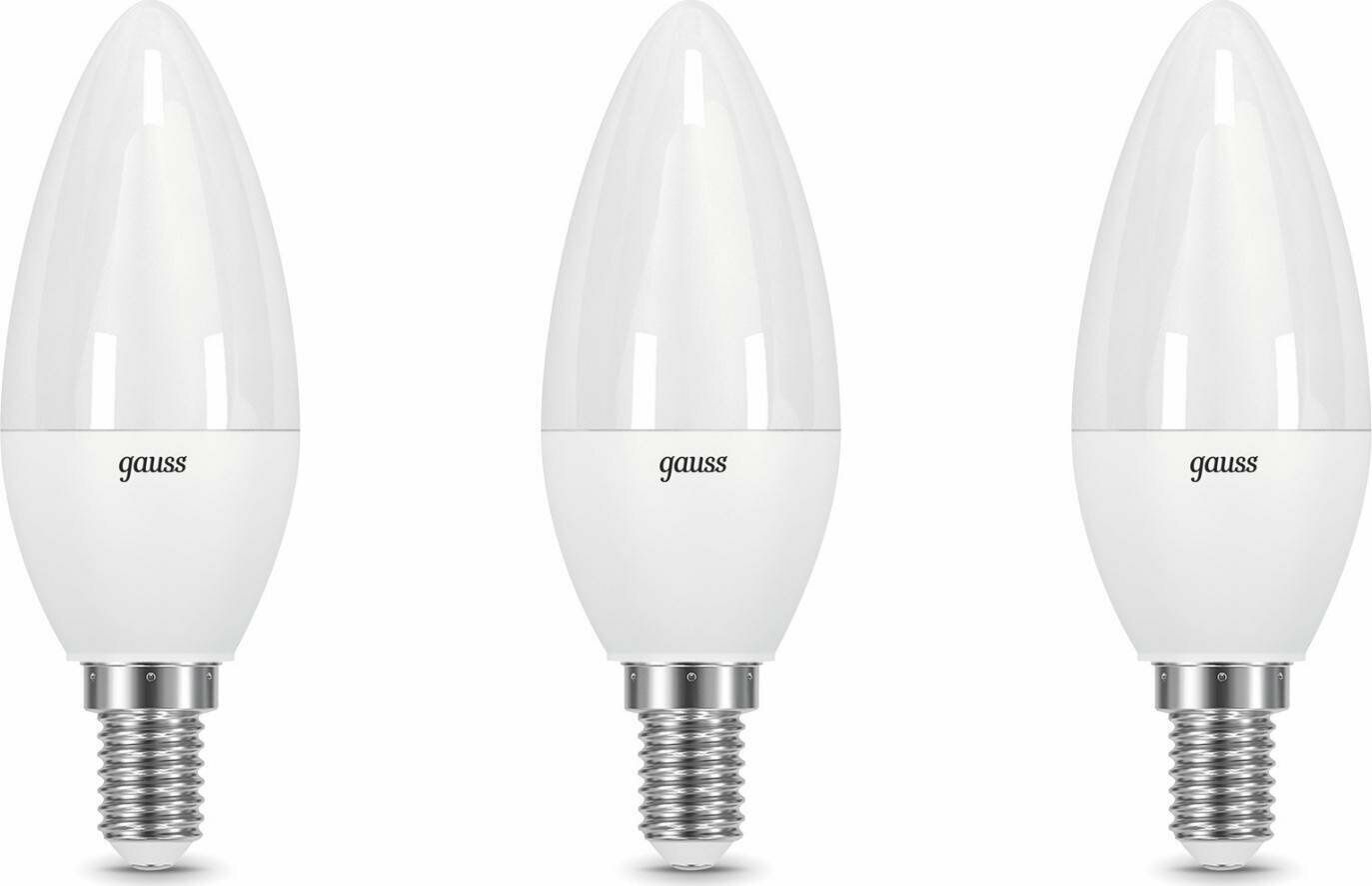 Светодиодная лампа Gauss Black 9.5W эквивалент 95W 4100K 950Лм E14 свеча (комплект из 3 шт)