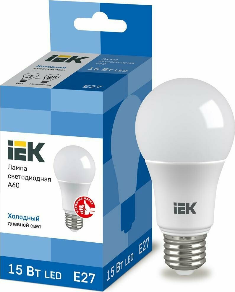 Светодиодная лампа IEK ECO 15W=120W 6500K 1350Лм E27 груша