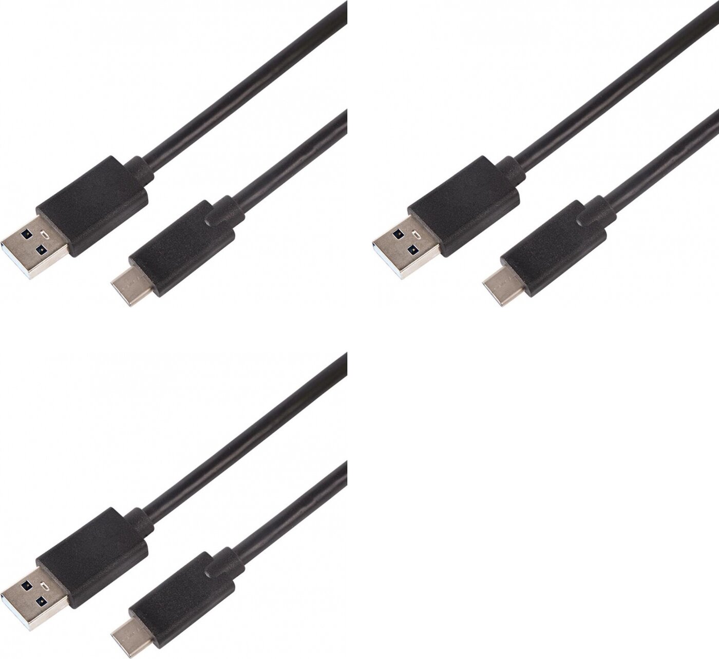 Шнур USB 3.1 type C (папа) - USB 2.0 (папа) Rexant 1 метр черный (комплект из 3 шт.)