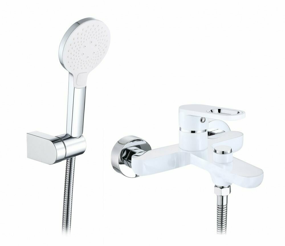 Смеситель для ванны и душа Hansen HL30016-F, латунь, аэратор, рычажное управление, белый