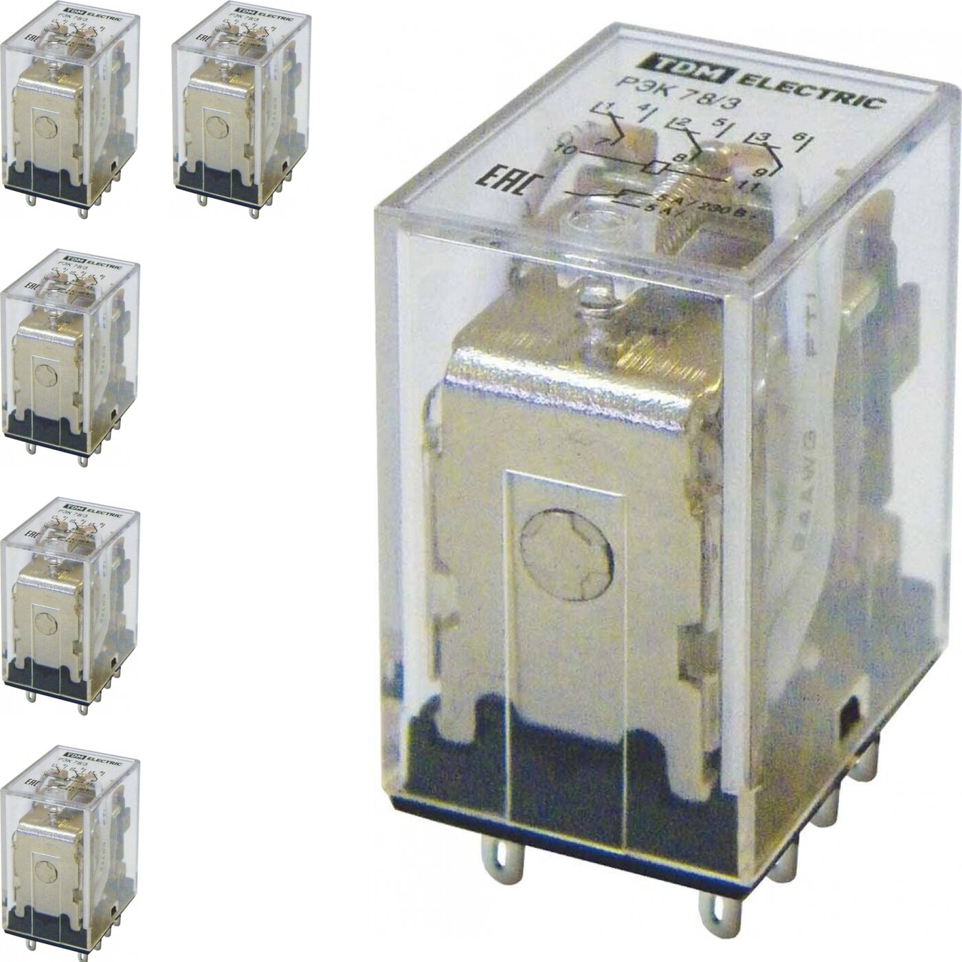 Реле промежуточное TDM Electric РЭК78/3 5А 24В DC 3ПК (комплект из 5 шт.)