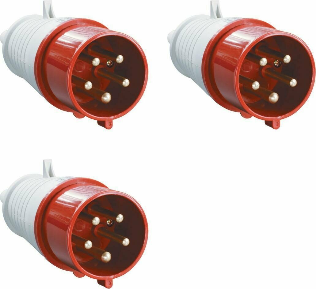 Вилка силовая переносная IEK 3Р+РЕ+N 32А 380В пластиковая IP44 (комплект из 3 шт)