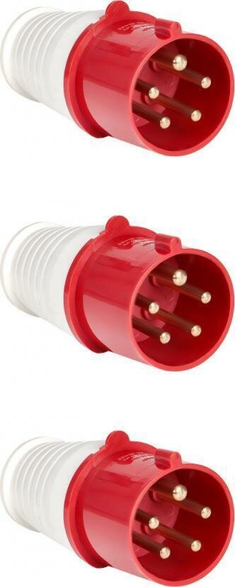 Вилка силовая переносная EKF PROxima 025 3Р+РЕ+N 32А 380В пластиковая IP54 (комплект из 3 шт)