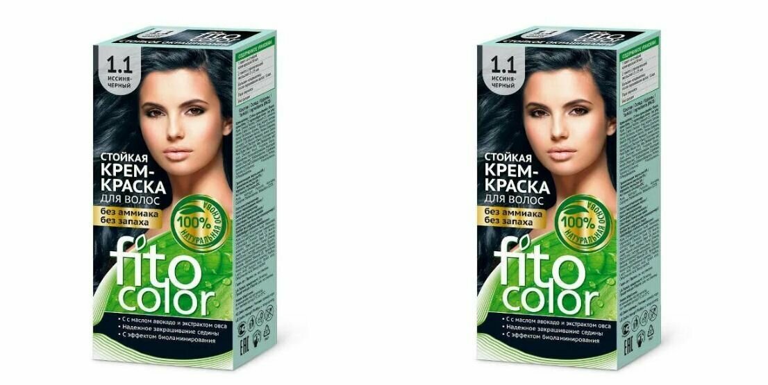 Fito Косметик Стойкая крем-краска для волос Иссиня черный 115 мл 2 шт