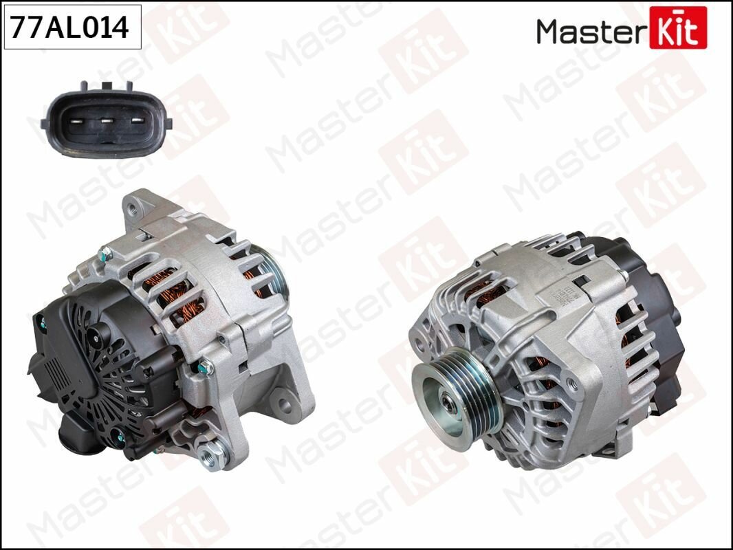 Генератор для автомобиля Hyundai Solaris, i30 2007-2012, KIA Rio 2011-, CEED 2006-2012, Sportage III 2010-2015 14V/110A MasterKit арт. 77AL014