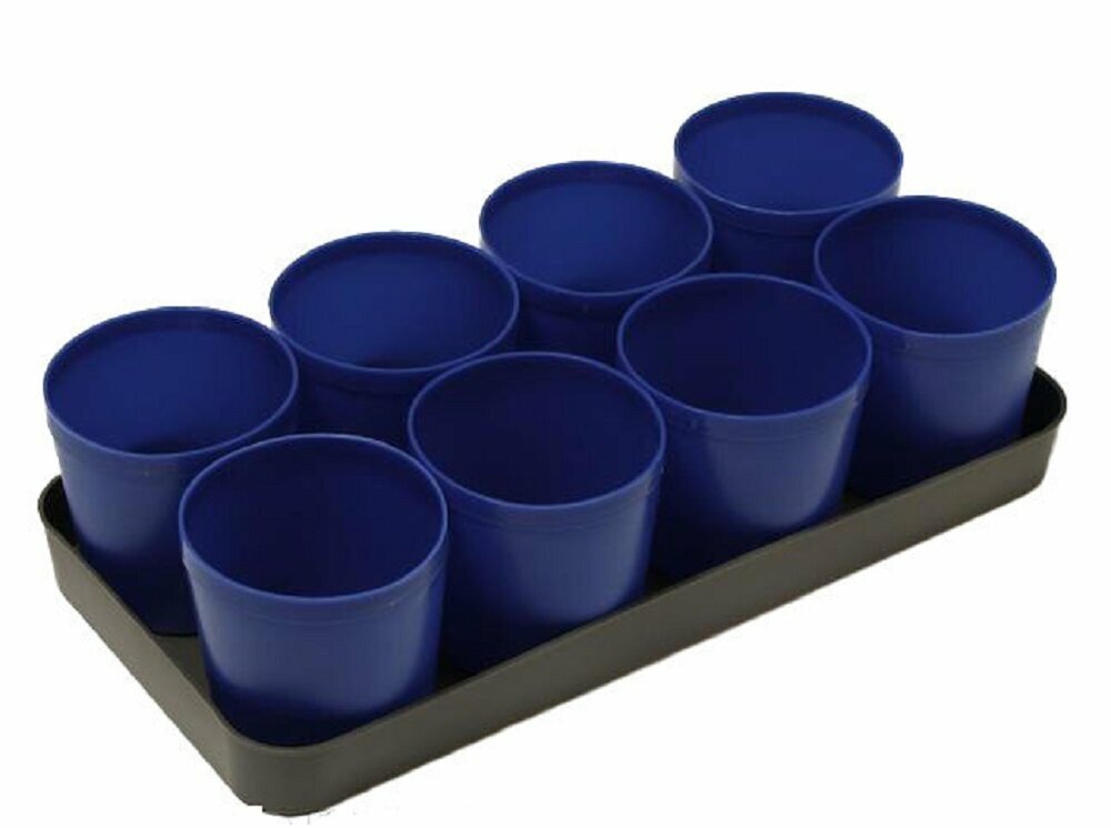 Горшки для рассады лето, со съемным дном на поддоне 0,5 л, набор стаканчиков для рассады 8 штук, размер 41 х 20 см, h 10,5 см, пластик