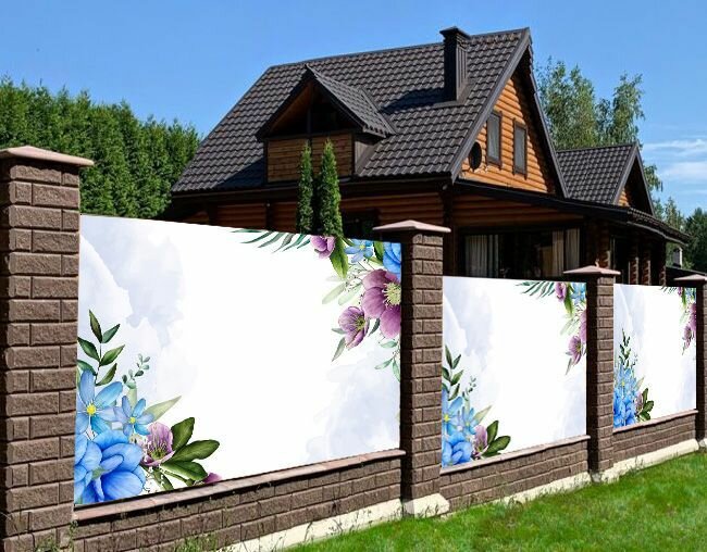 Фотосетка для забора и фасада 3 х 2 м без люверсов / Цветы 1
