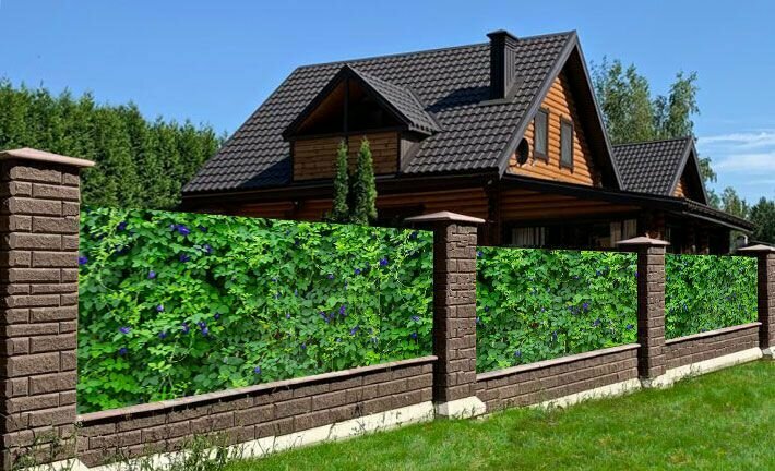 Фотосетка для забора и фасада 3 х 1 м без люверсов / Зелень с цветами