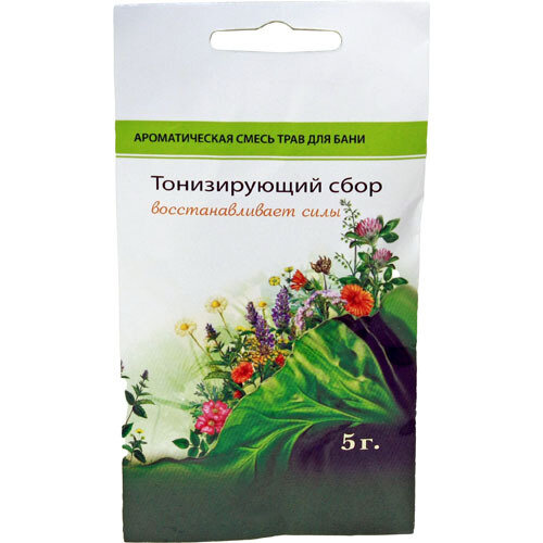Запарка для бани "Тонизирующий сбор", 5 пакетов по 5 г, смесь апельсин, корица, мята, шалфей