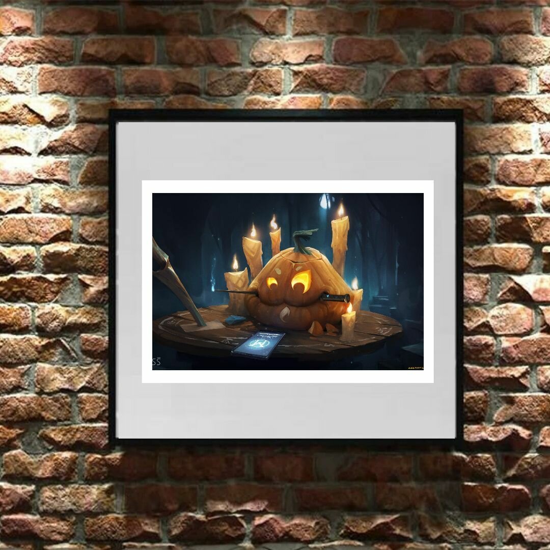 Постер "Тыква со свечками" на Хэллоуин (Halloween) от Cool Eshe из коллекции "Праздники"