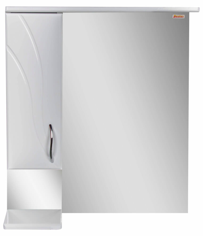 Зеркало-шкаф Волна-60 без светильника, левый, 60х18х72 см, цвет белый, Bestex