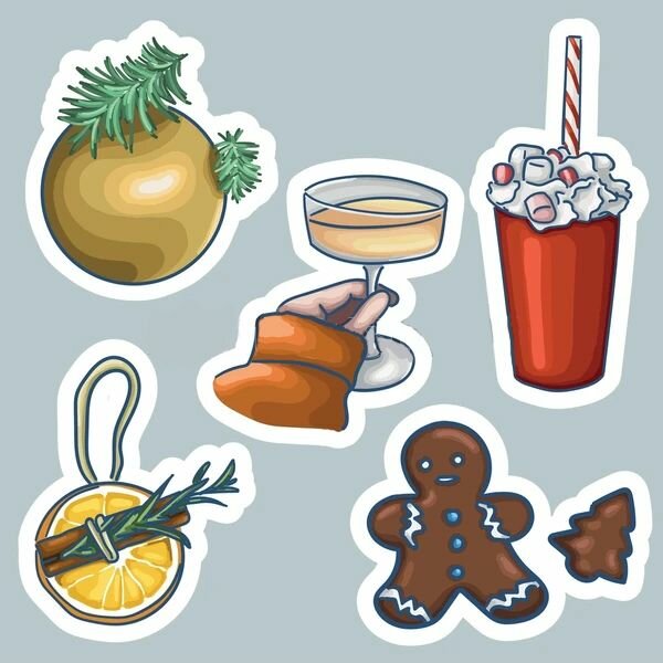 Наклейки стикеры Новогодние сладости