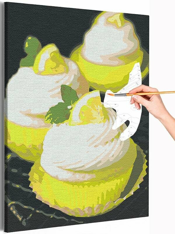 Десерт с долькой лимона / Еда / Сладости Раскраска картина по номерам на холсте с неоновой краской 30х40