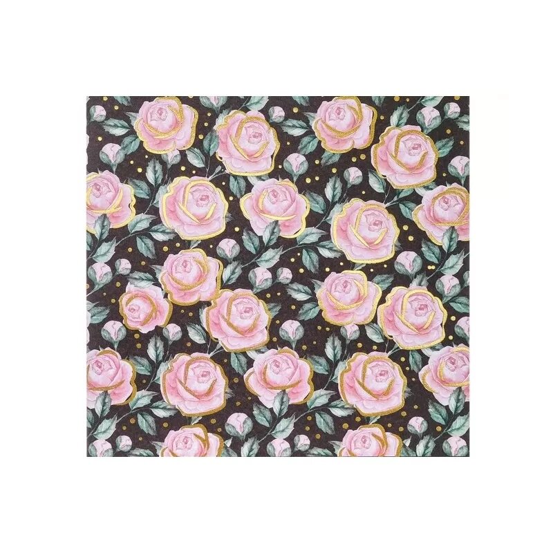 Бумага для скрапбукинга с фольгированием «Розы в саду», 15.5 × 17 см, 250 г/м