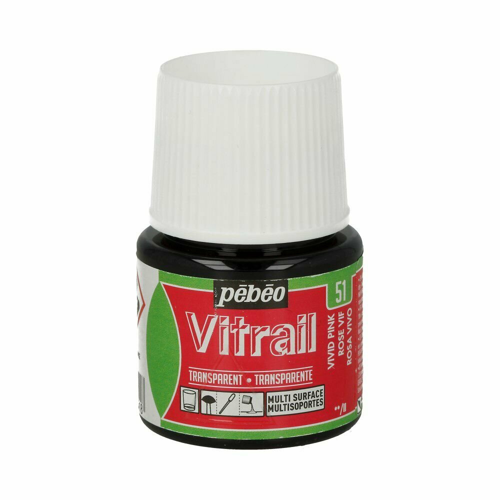 Краска для стекла и металла "PEBEO" Vitrail лаковая прозрачная 45 мл 050-051 ярко-розовый